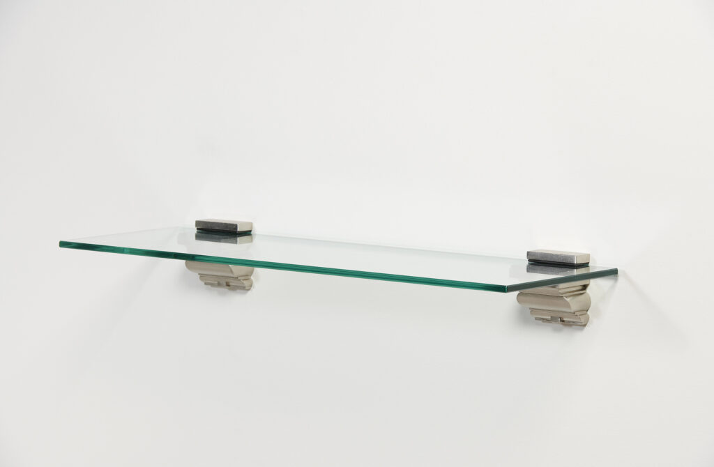 Stylish 8x24 Clear Glass Shelf Kit with Crowne Brackets
