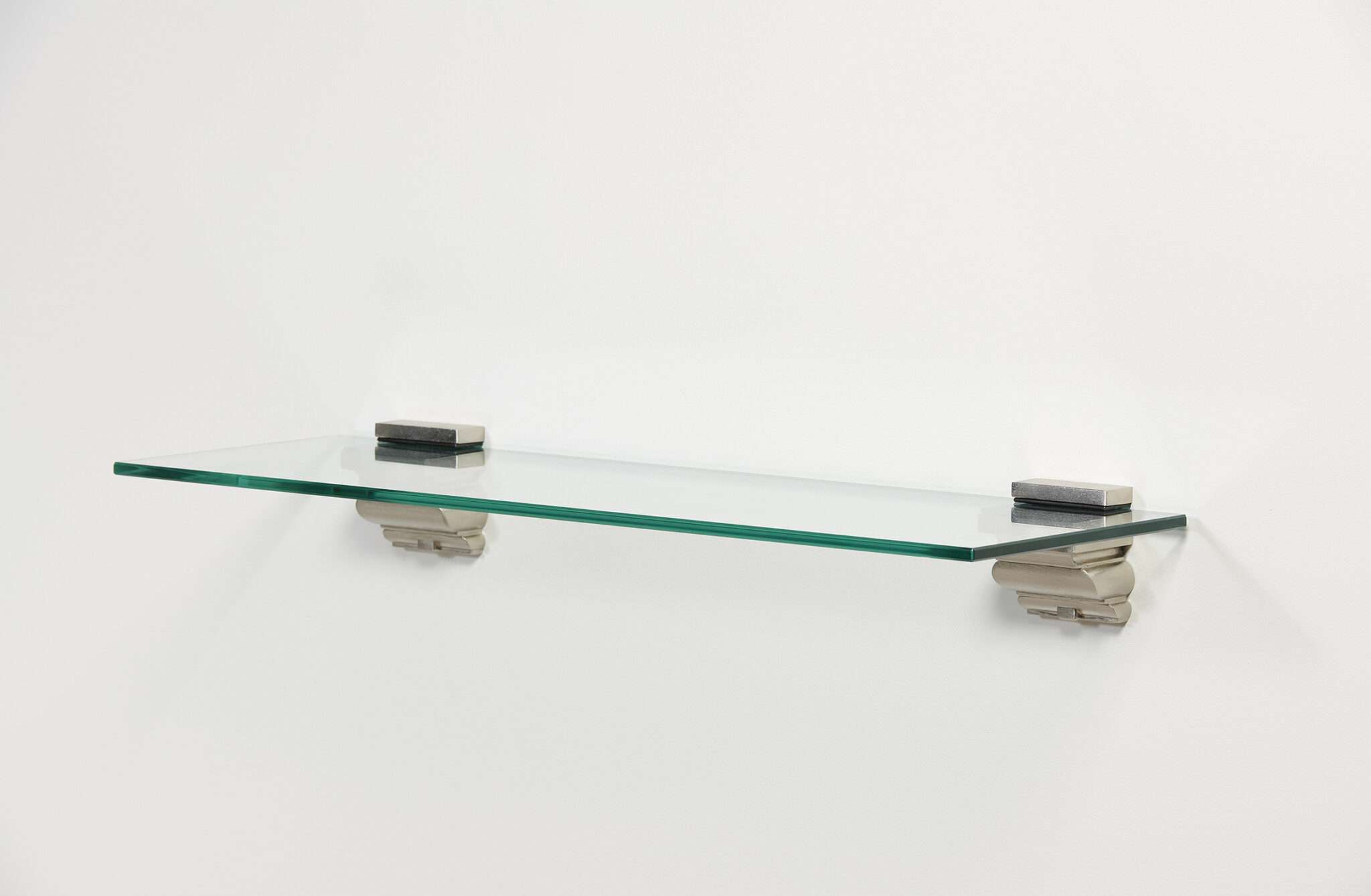Stylish 8x24 Clear Glass Shelf Kit with Crowne Brackets
