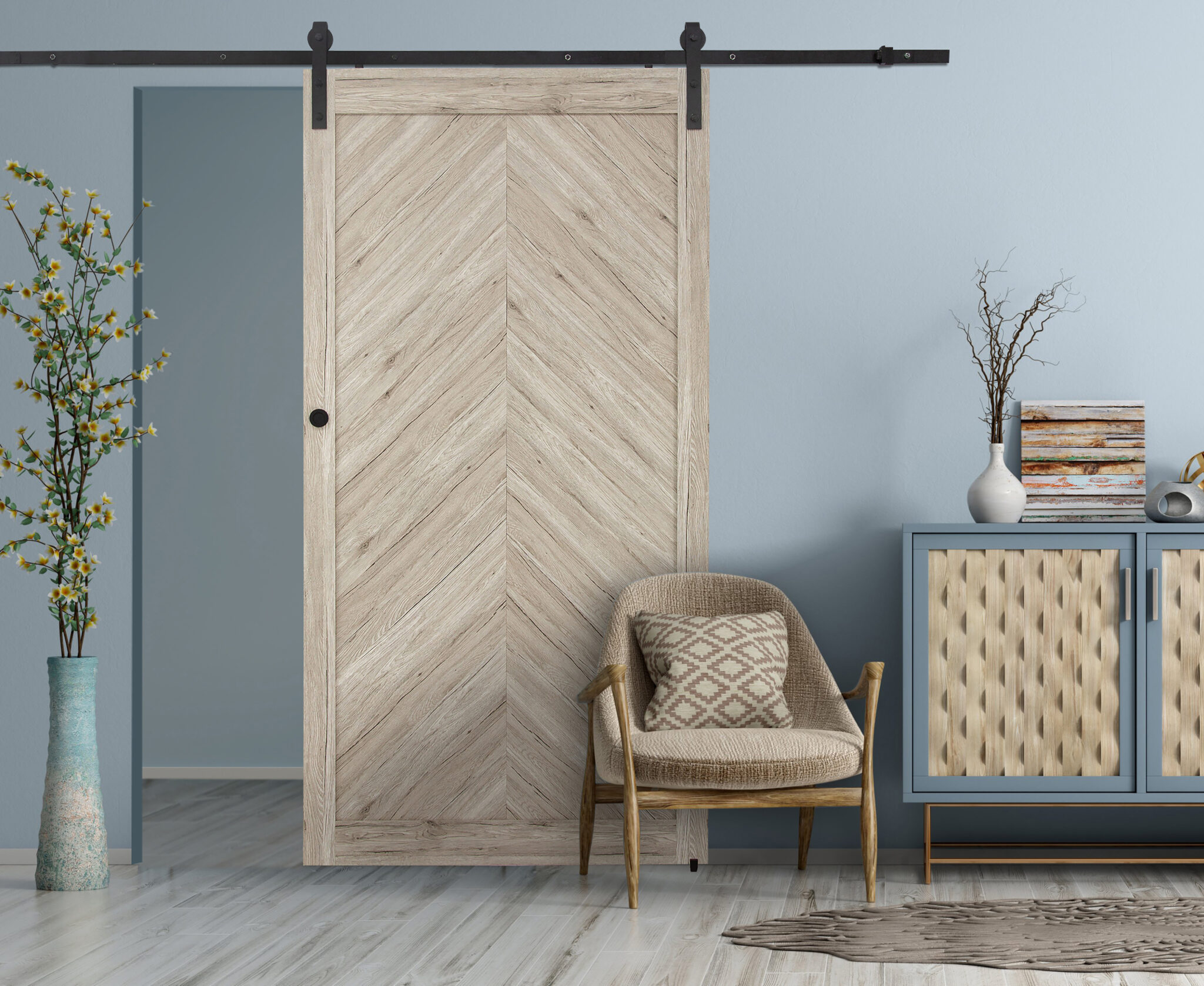 Millbrooke Barn Door Kit 36x84 | Chevron Vinyl Barn Door