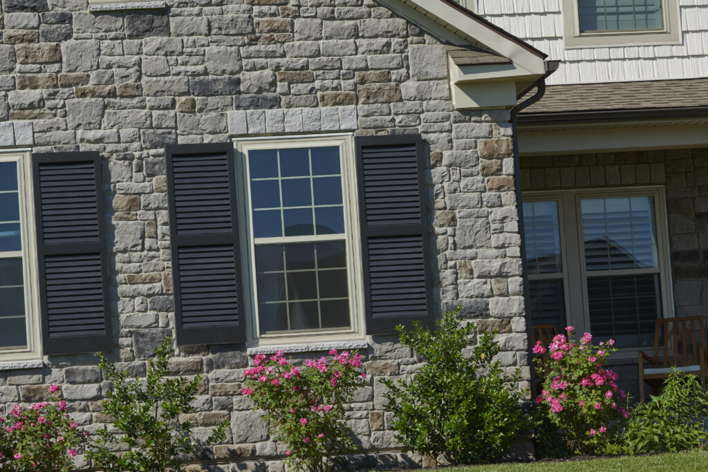 Custom Exterior Shutters in Wood Louvered Design